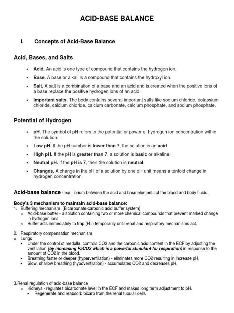 Acid-Base Balance PDF | PDF | Buffer Solution | Physiology