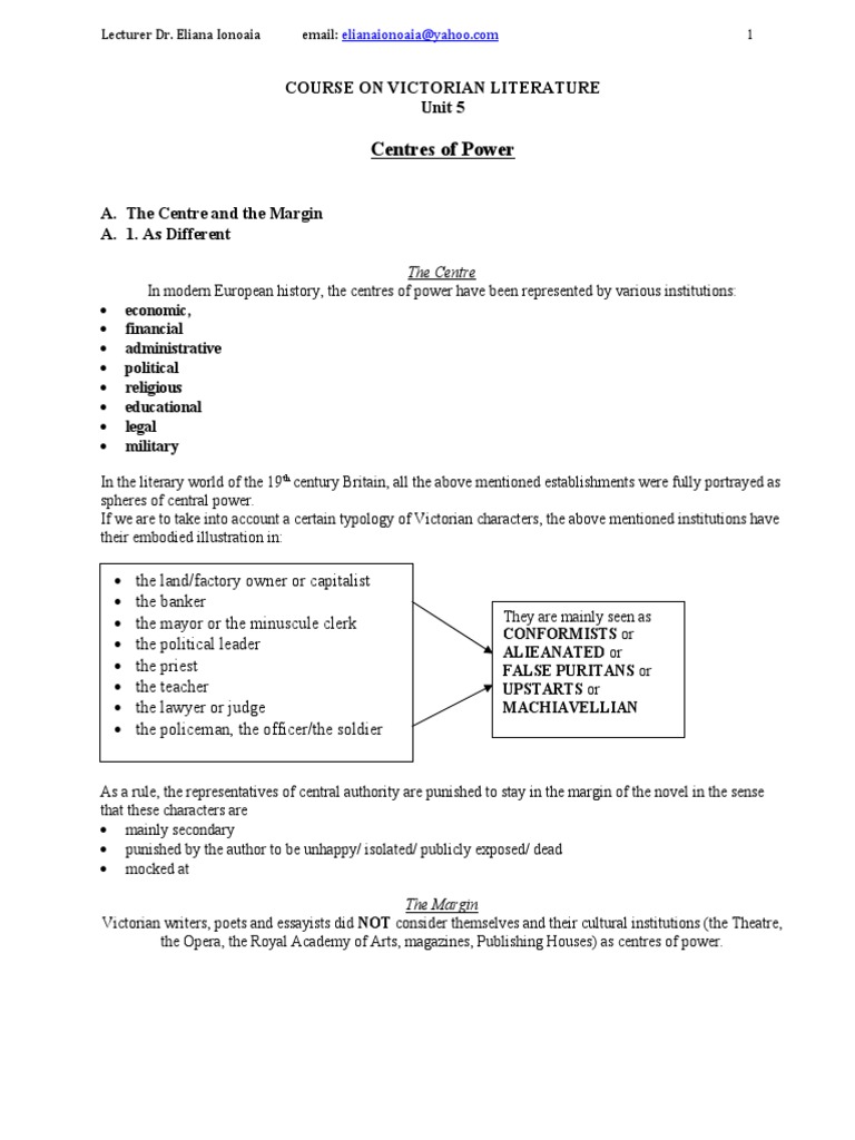 Centres of Power: Course On Victorian Literature Unit 5 | PDF | Great ...