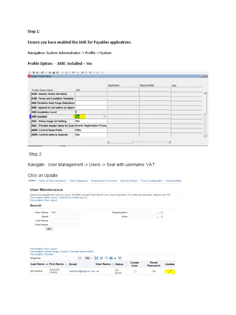 Enable AME for Payables Users | PDF