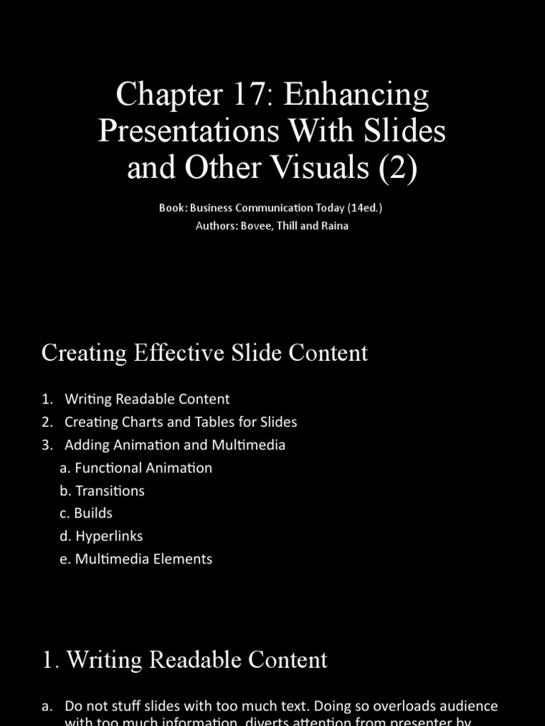 Chapter 17 Enhancing Presentations With Slides and Other Visuals ...