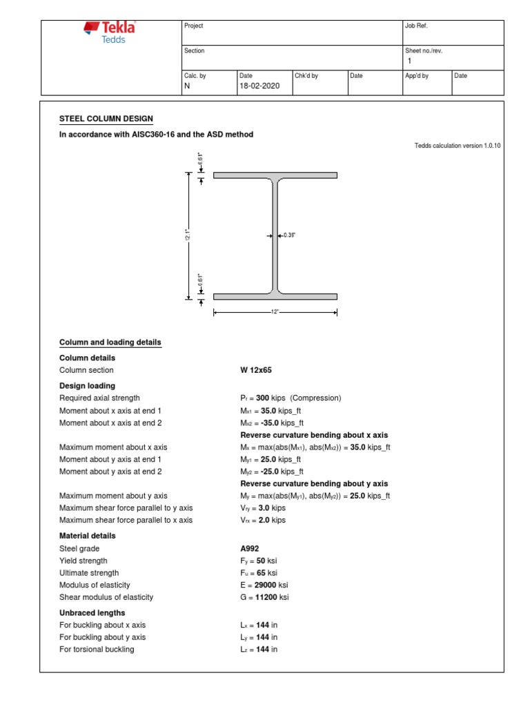 Steel Column Design in Accordance With AISC360-16 and The ASD Method ...