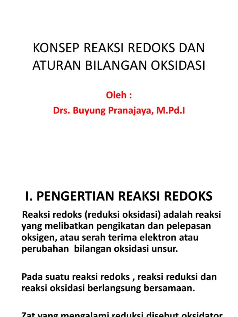 Konsep Reaksi Redoks Dan Biloks (Review Materi Kelas 10) | PDF