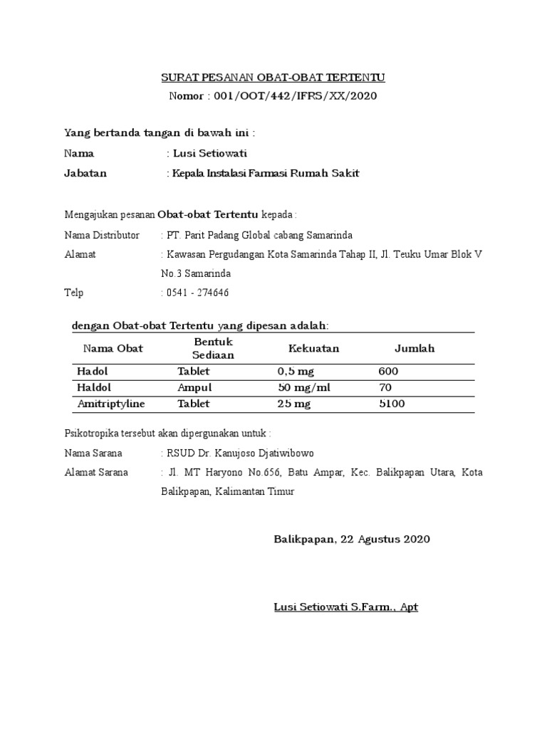 Surat Pesanan Psikotropika-1 | PDF