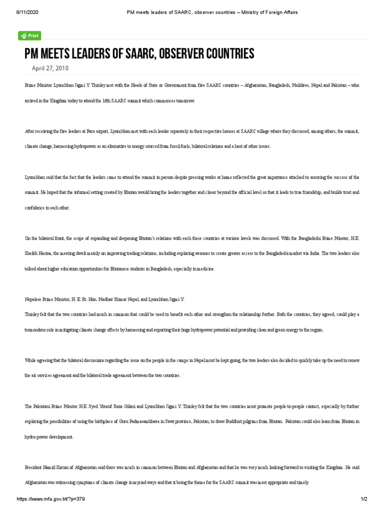 PM Meets Leaders of SAARC, Observer Countries - Ministry of Foreign ...