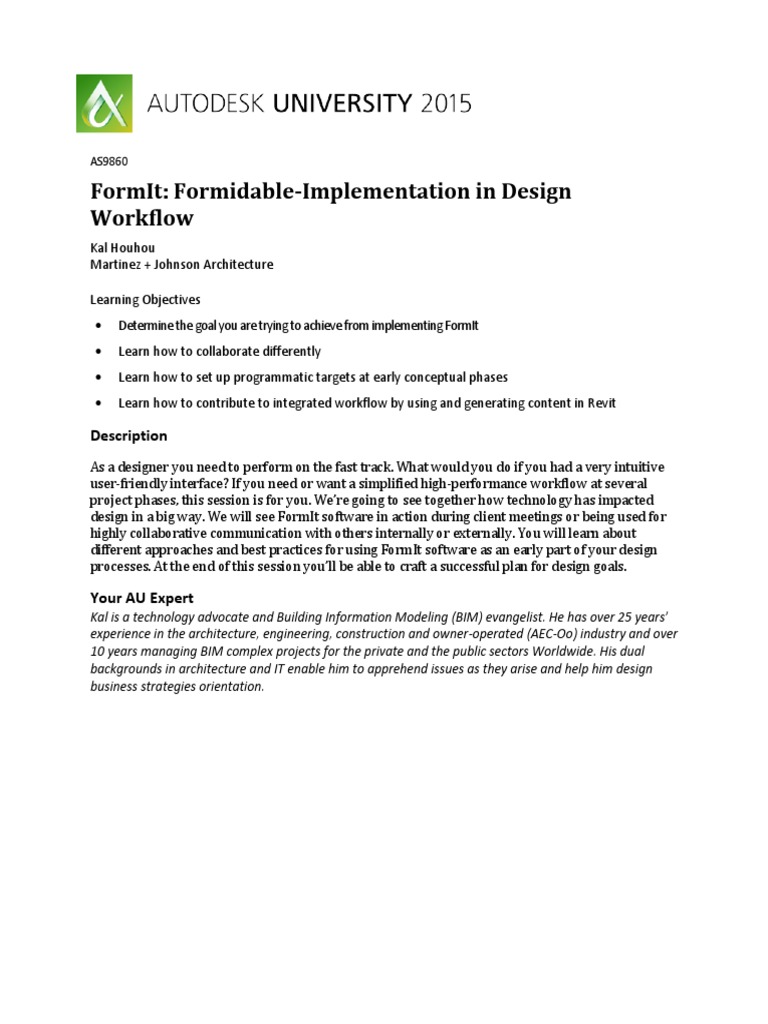 FormIt: An Introduction to Using FormIt Software for Integrated and Collaborative Building ...
