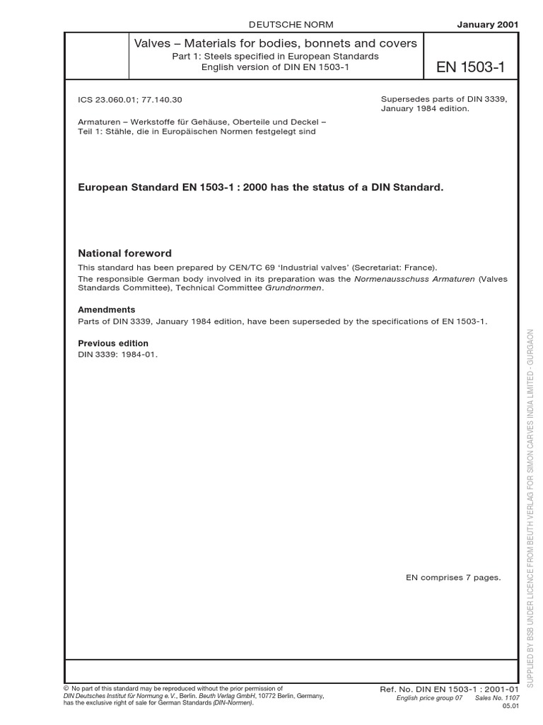 014-Din en 1503 2001 001 Steels Specified in European Standards | PDF ...