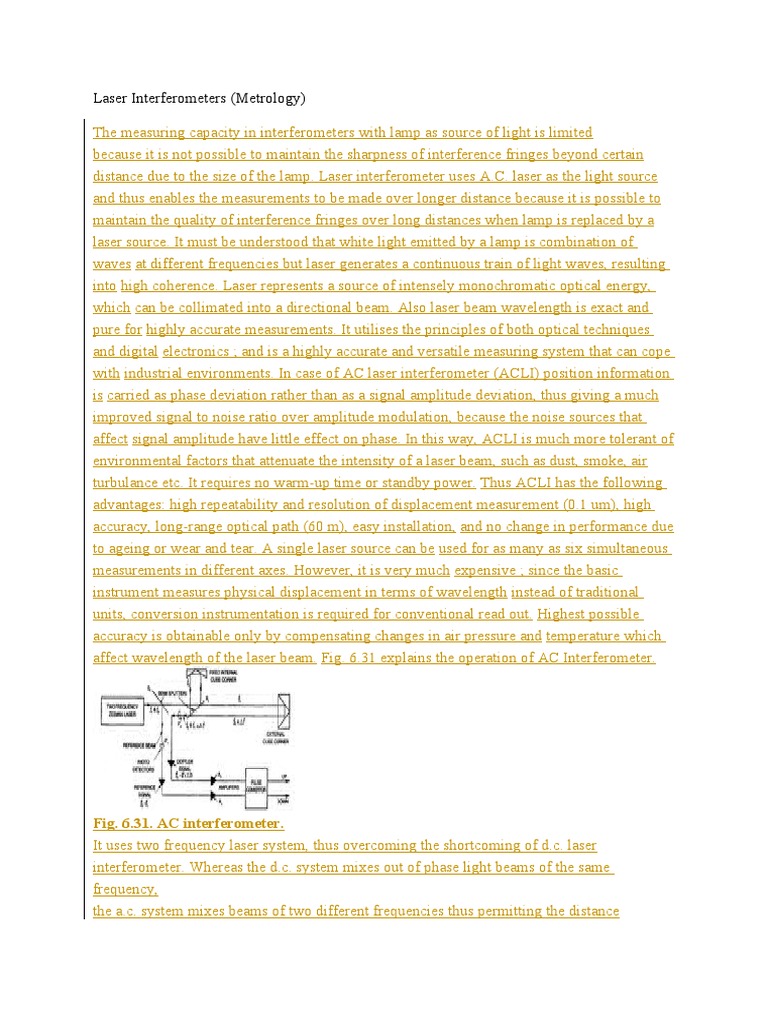 Laser Interferometers (Metrology) : Fig. 6.31. AC Interferometer | PDF | Interferometry | Laser