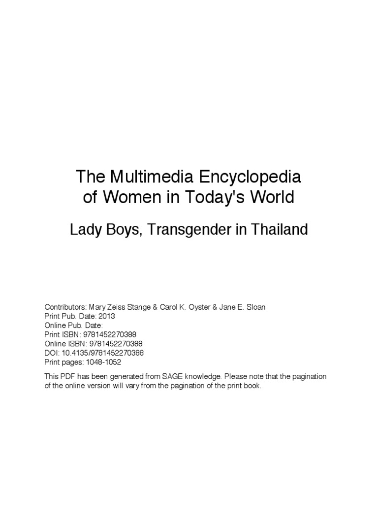 The Multimedia Encyclopedia of Women in Today's World: Lady Boys ...