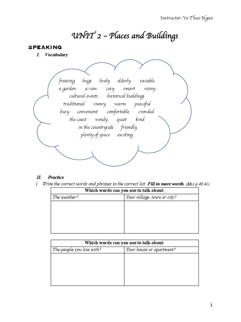 UNIT 2 - Places and Buildings: Speaking | PDF | Test (Assessment ...