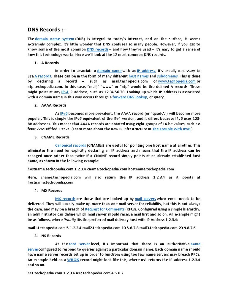 DNS Records | PDF | Domain Name System | Network Protocols