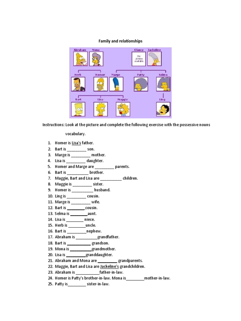 Possessive Nouns in Family Relationships | PDF