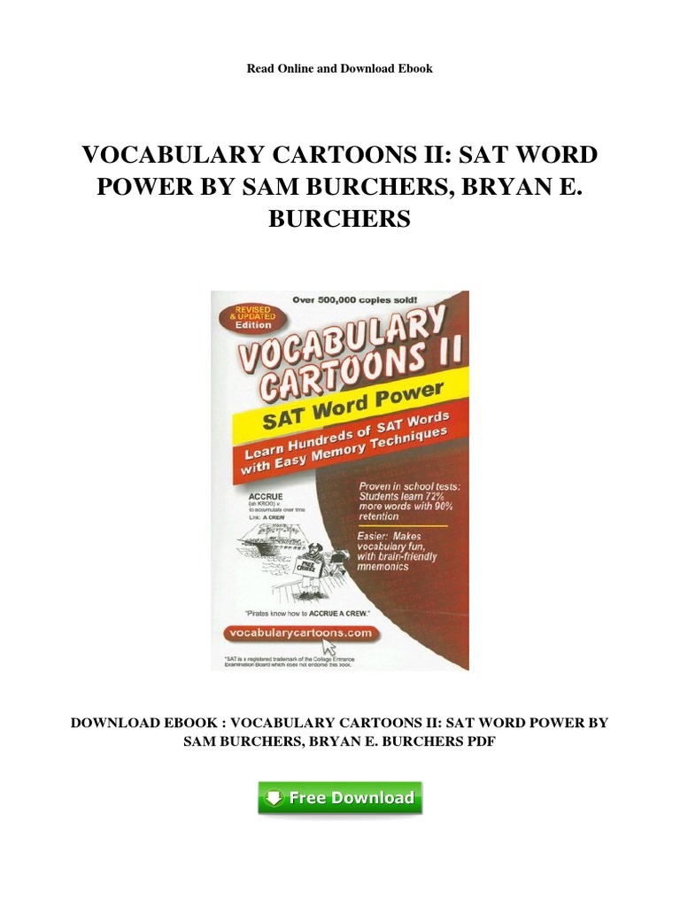 Vocabulary Cartoons Ii: Sat Word Power by Sam Burchers, Bryan E ...