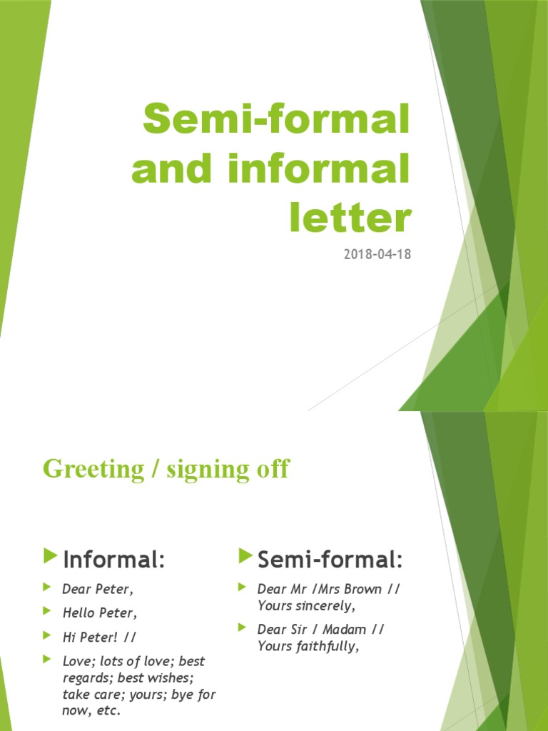 Guide to Writing Informal and Semi-Formal Letters | PDF | Language Arts ...