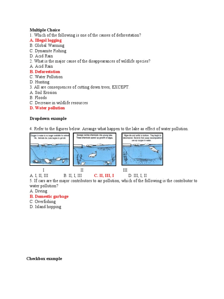 Environmental Science Exam: Multiple Choice Questions on Deforestation ...