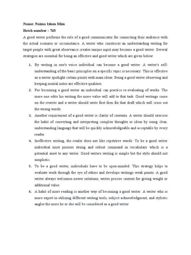 Becoming a Good Writer: 6 Effective Strategies | PDF