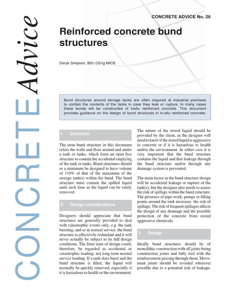 Concrete Society - Concrete Advice No 26 - RC Bund Structures | PDF ...