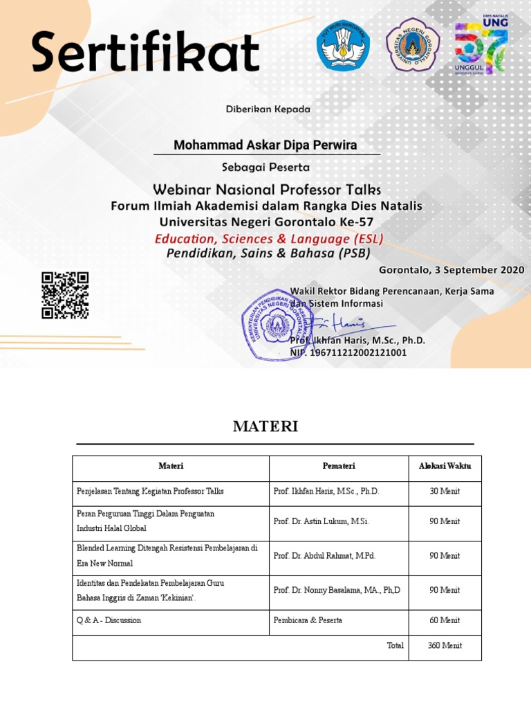 Sertifikat Mohammad Askar Dipa Perwira PDF | PDF