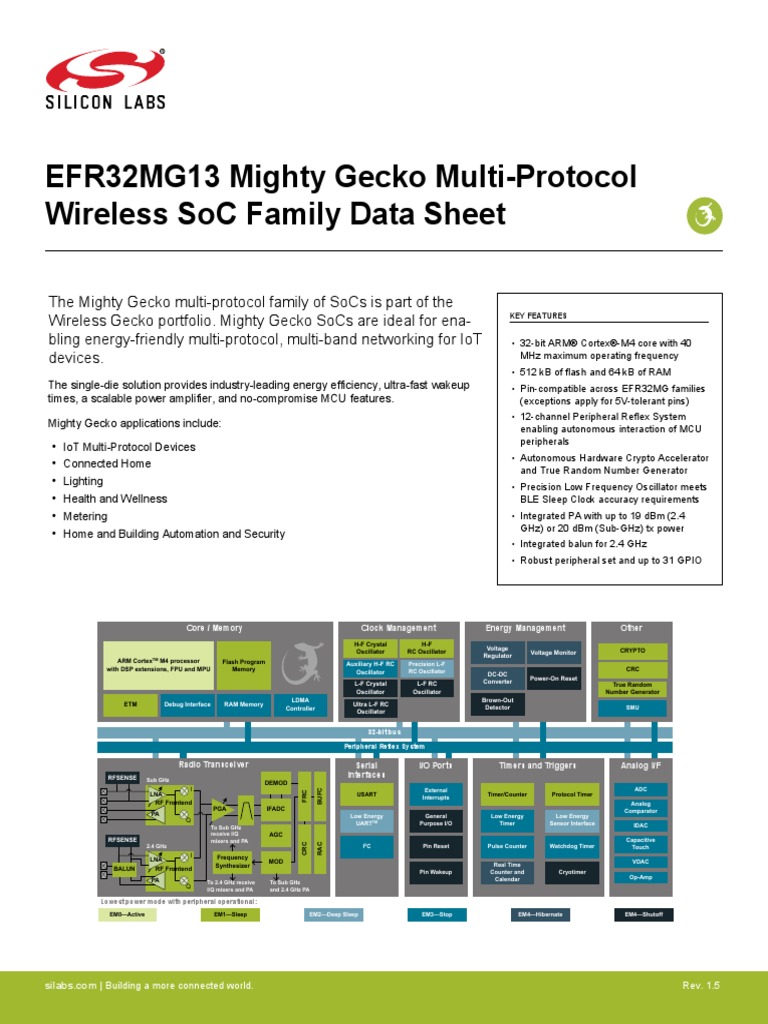 Efr32mg13 Datasheet | PDF | Electronics | Computer Architecture