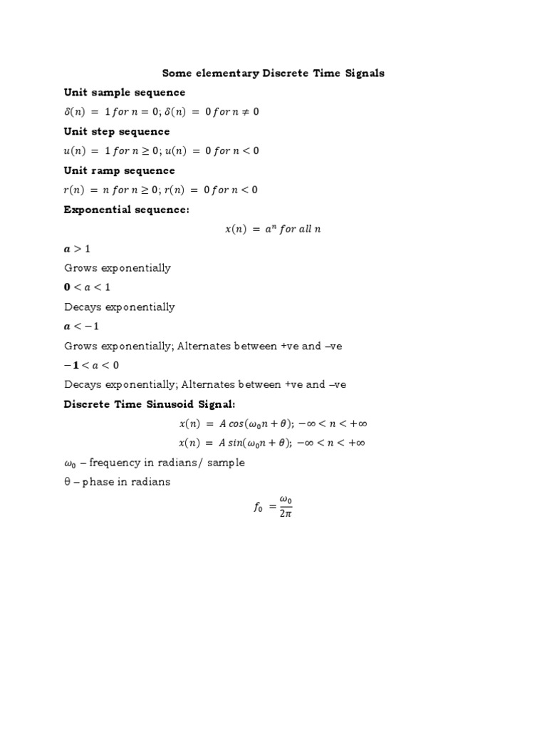 Some Elementary Discrete Time Signals PDF | PDF