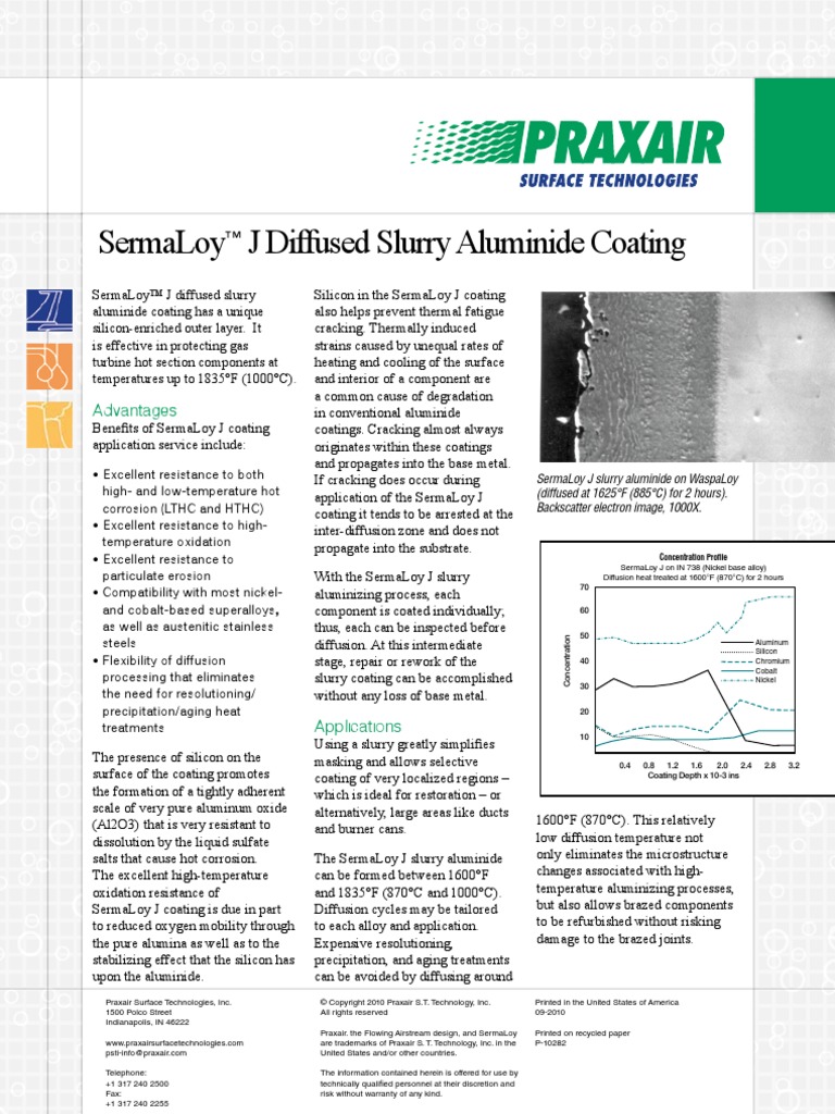 Sermaloy J Diffused Slurry Aluminide Coating: Advantages | PDF ...