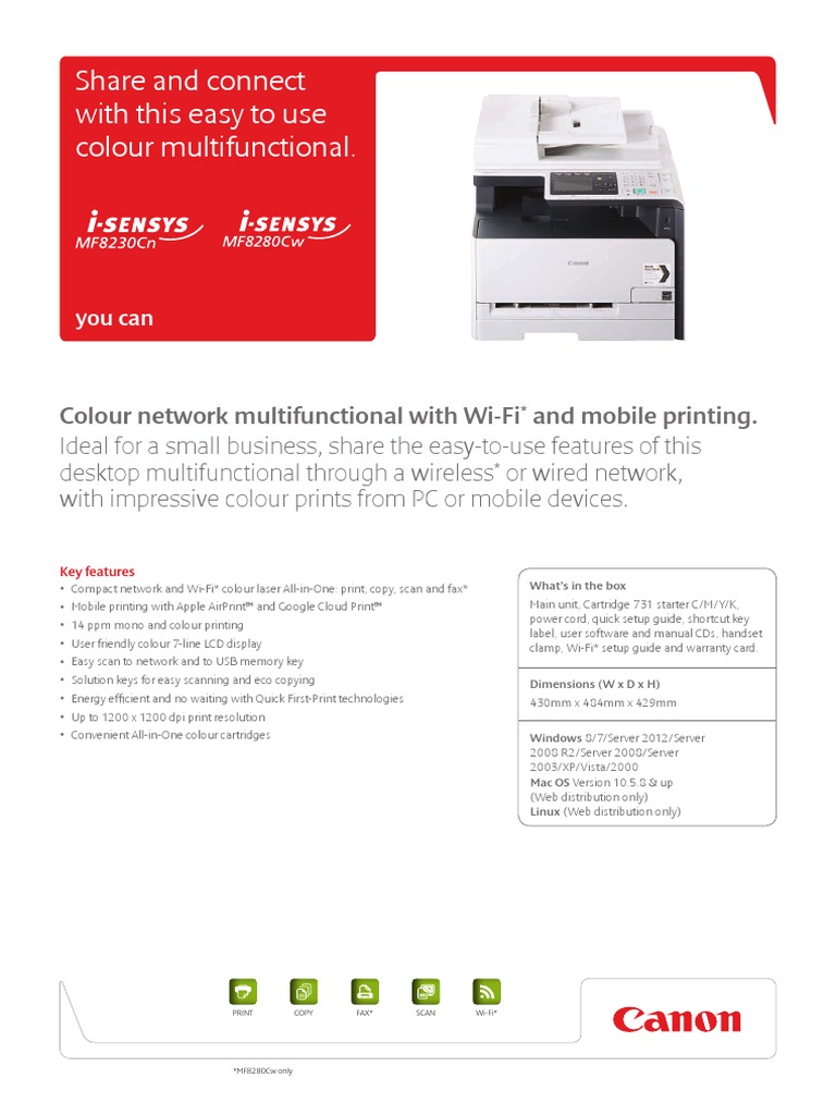 Canon MF8230CN - MF8280CW PDF | PDF | Image Scanner | Fax