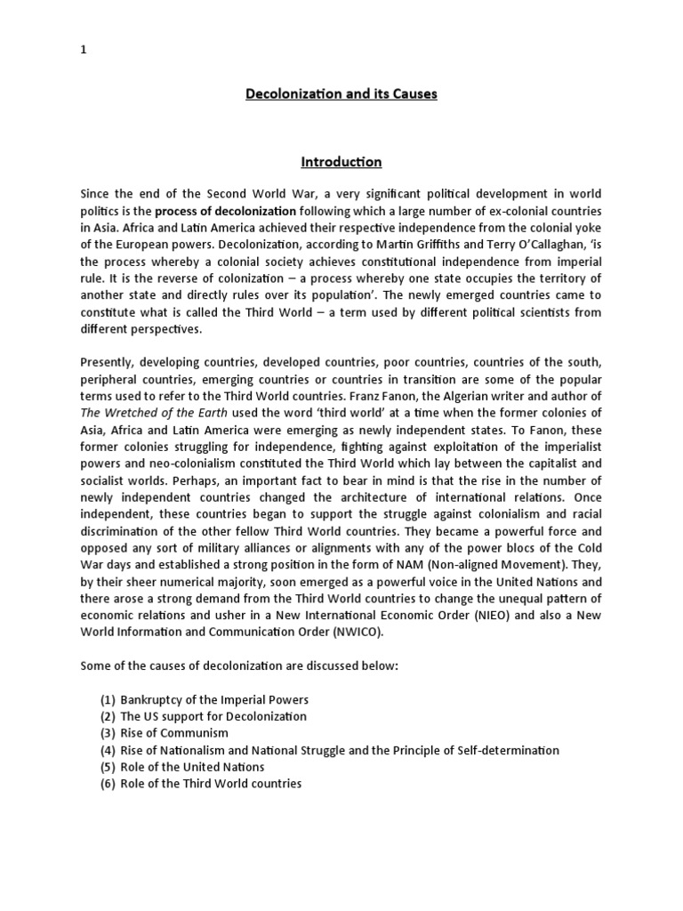 Notes On Decolonization Pdf Decolonization Third World