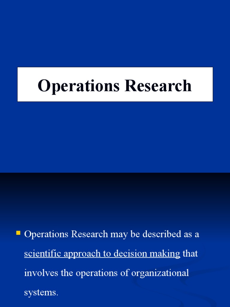 1 Operations Research | Download Free PDF | Linear Programming | Applied Mathematics