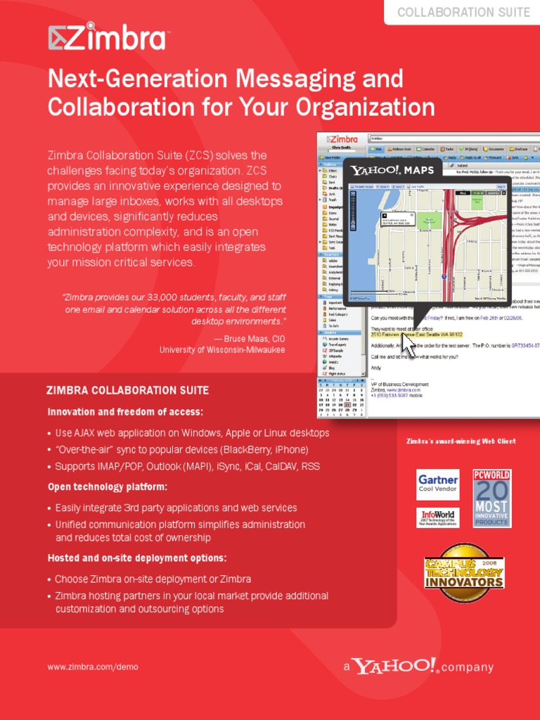 Zimbra Collaboration Suite Data Sheet | PDF | Application Layer Protocols | Software