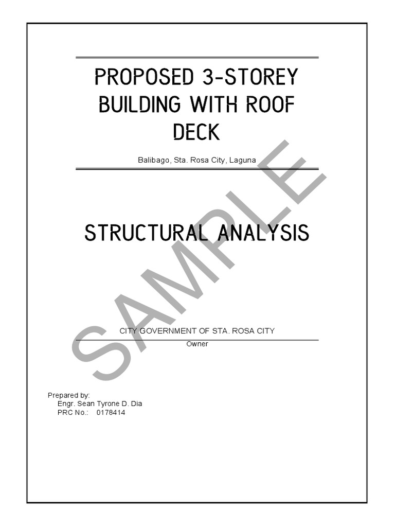 Proposed 3-Storey Building With Roof Deck: Sample | PDF | Wall ...