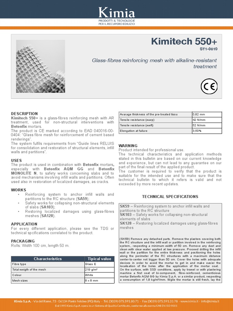 Tehnički List - KIMITECH 550+ | PDF | Fiberglass | Industrial Processes