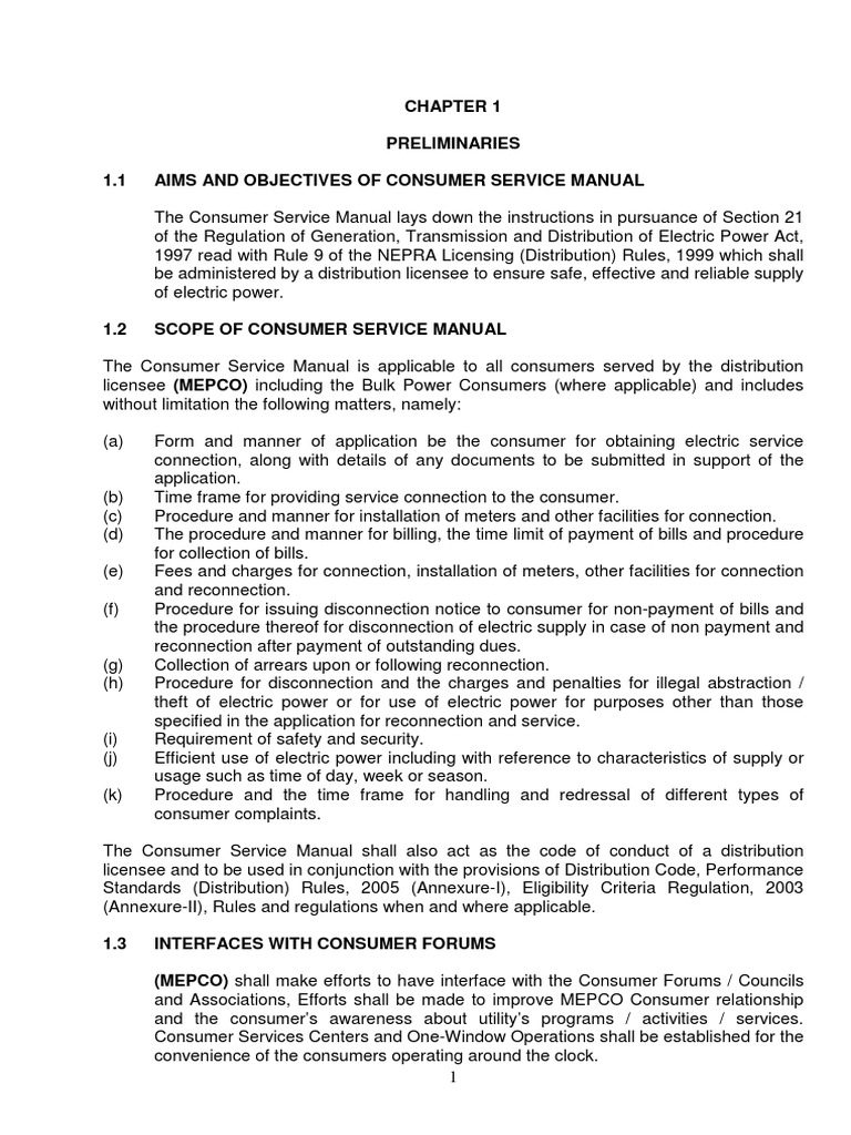 NEPRA Consumer Service Manual Overview | PDF | Electric Power ...
