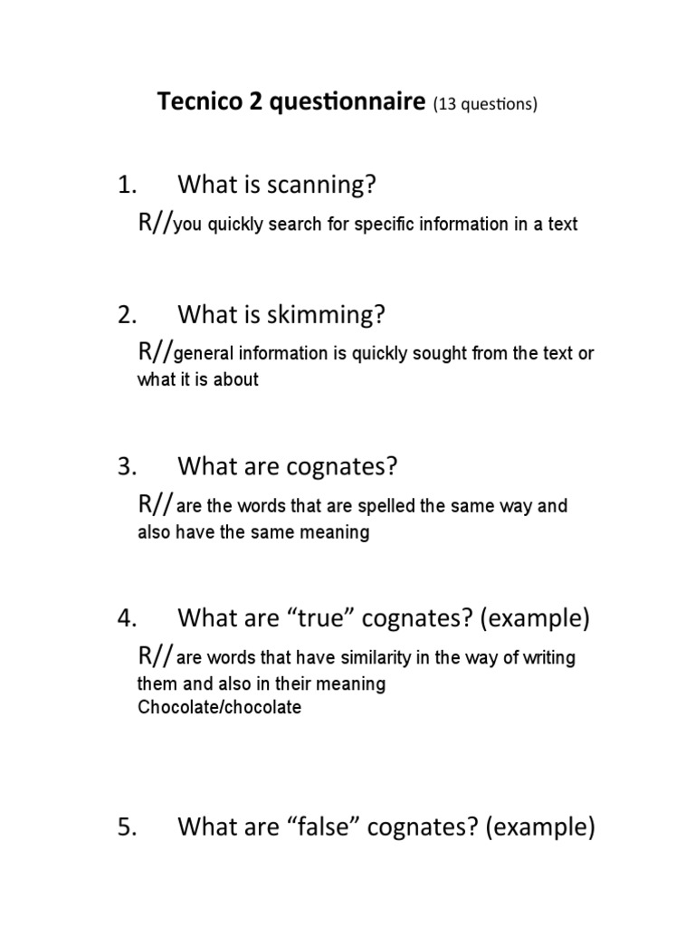 What Is Scanning? R//: Tecnico 2 Questionnaire | PDF | Language Arts & Discipline