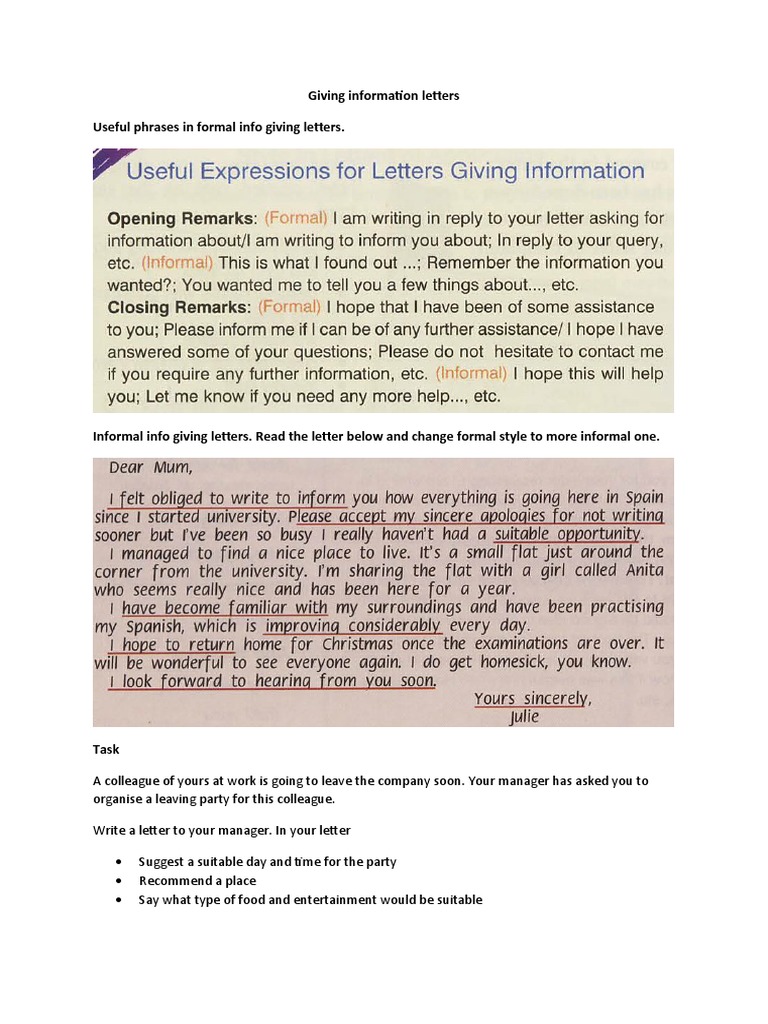 Giving Information Letters | PDF
