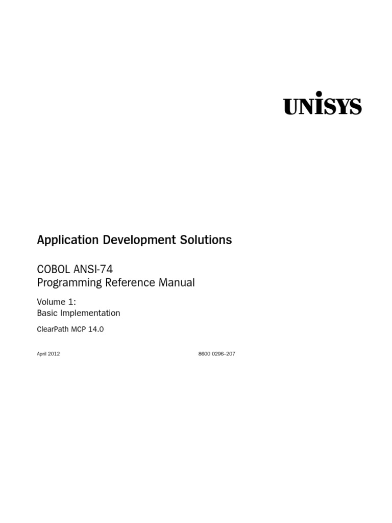 Manual Cobol 74 PDF | PDF | Subroutine | Reserved Word