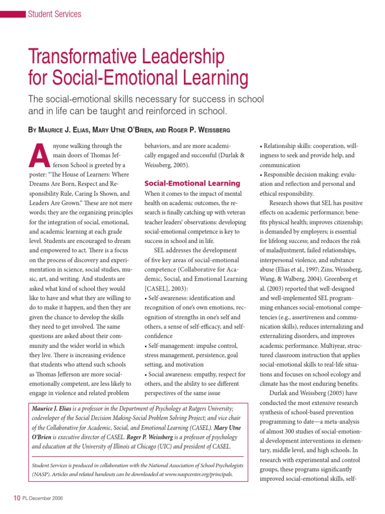 Social Emotional Learning NASSP | PDF | Leadership | School Psychology