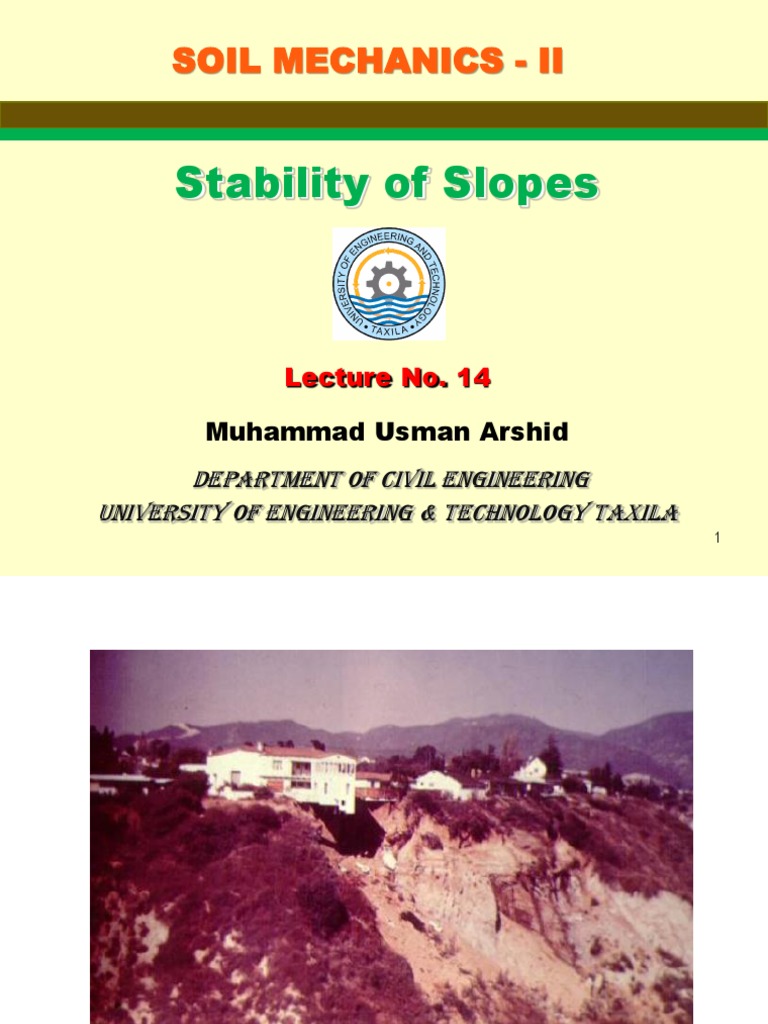Stability of Slopes | PDF | Soil Mechanics | Solid Mechanics