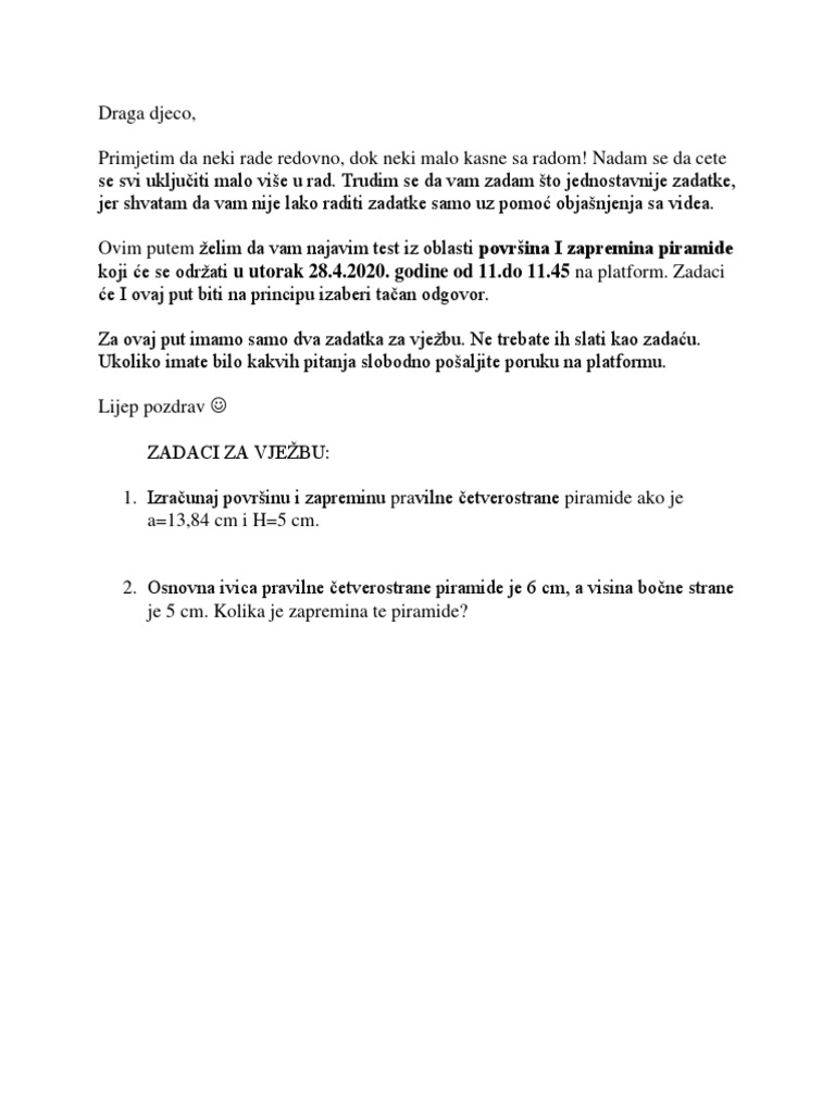Zapremina Piramide PDF | PDF