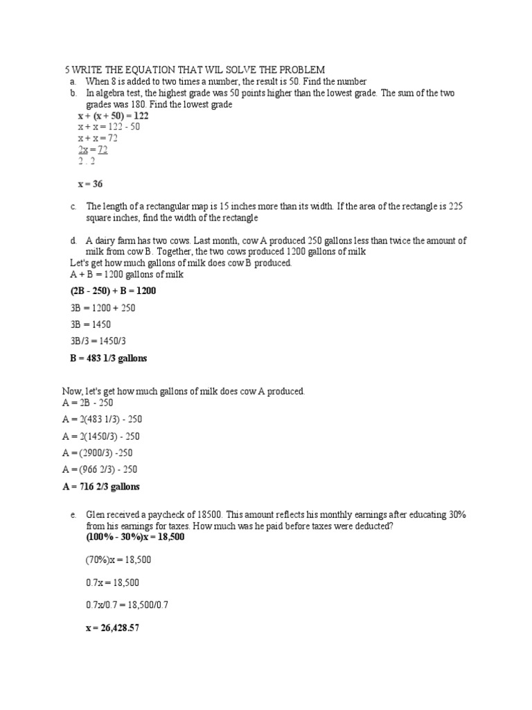 Solving Word Problems: Equations for Various Rate, Time, and Work ...