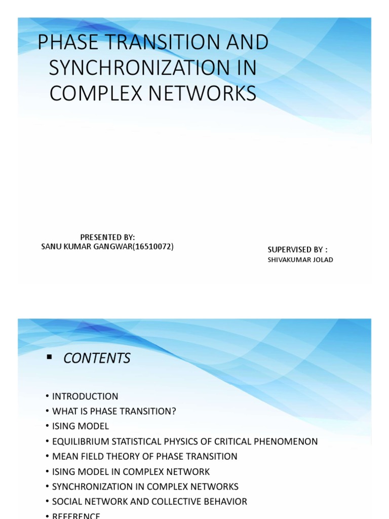 Complex Network Presentation | PDF | Phase Transition | Phase (Matter)
