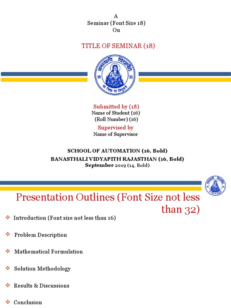 Title of Seminar (18) : A Seminar (Font Size 18) On | PDF