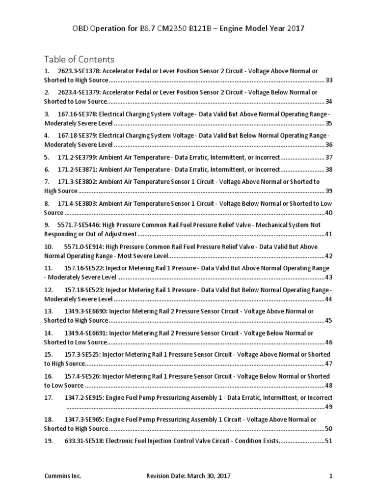 OBD Operation For B6.7 CM2350 B121B - Engine Model Year 2017 RC5 PDF ...