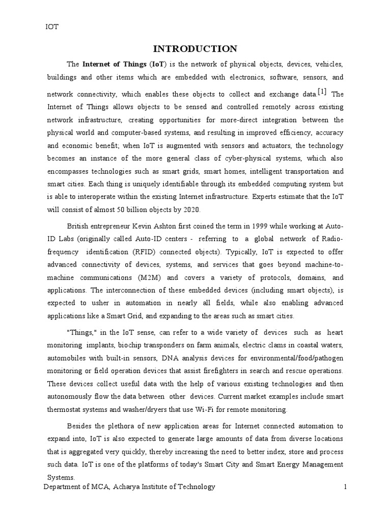 IOT Report | PDF | Internet Of Things | Radio Frequency Identification