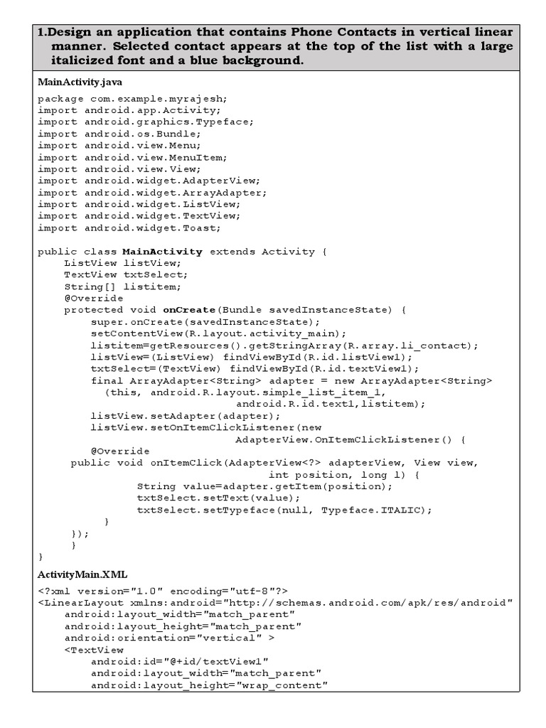 Mobile Application LabManual | PDF | Android (Operating System) | Thread (Computing)