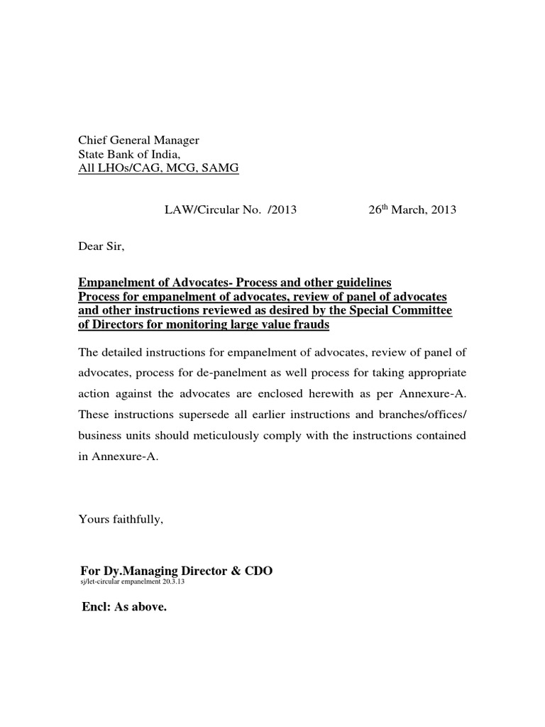 SBI Advocate Empanelment Guidelines | PDF | Advocate | Banks