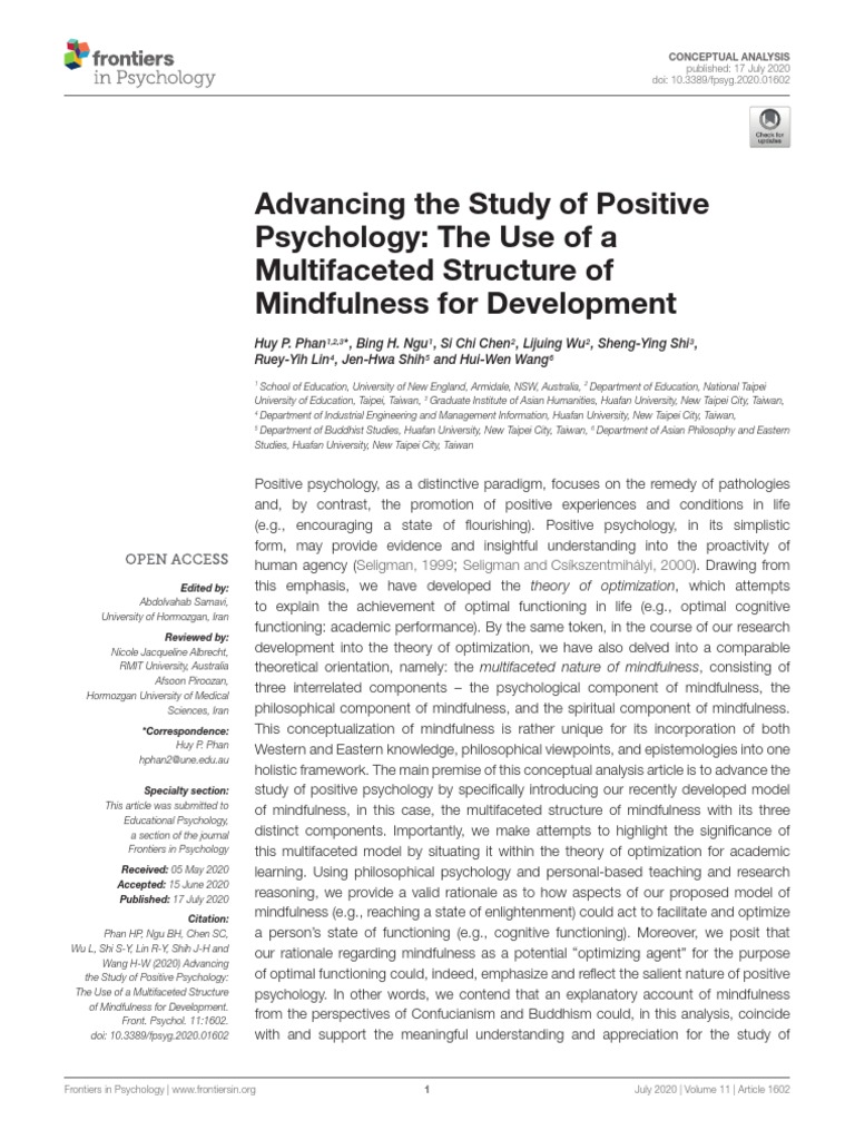 Positive Psychology and Mindfulness | PDF | Positive Psychology ...