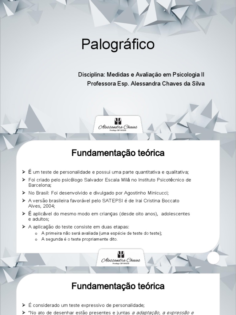 AULA 6 - Palográfico PDF | PDF | Comportamento | Psicologia