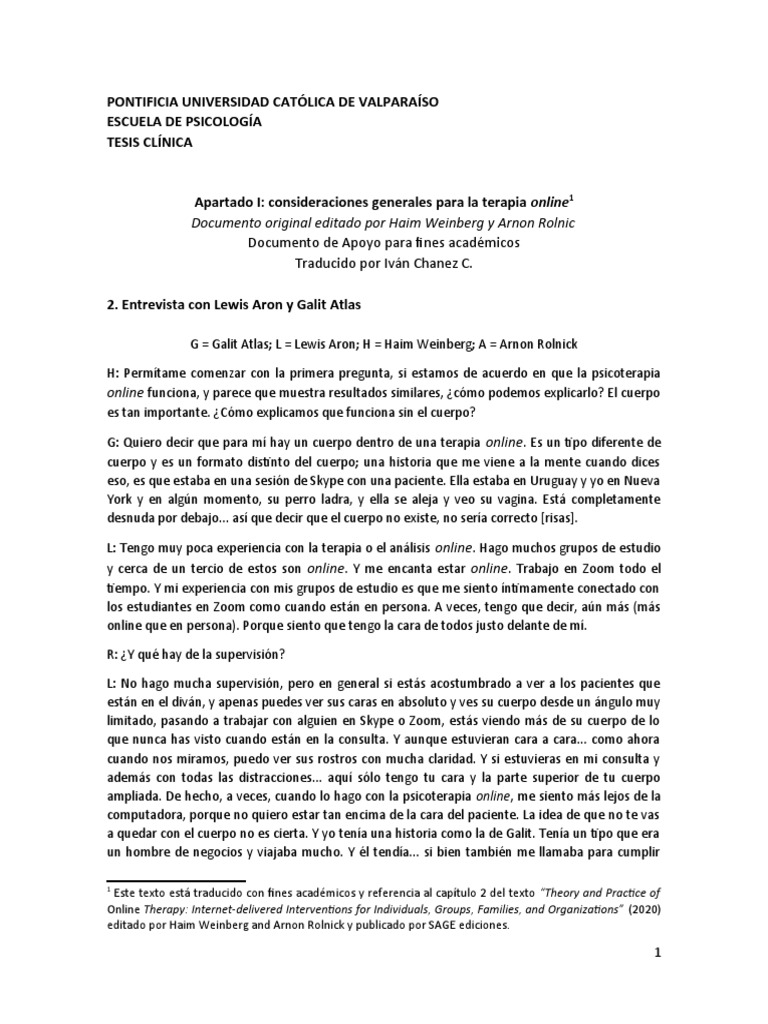Entrevista Con Lewis Aron y Galit Atlas | PDF | Teoría | Psicoanálisis