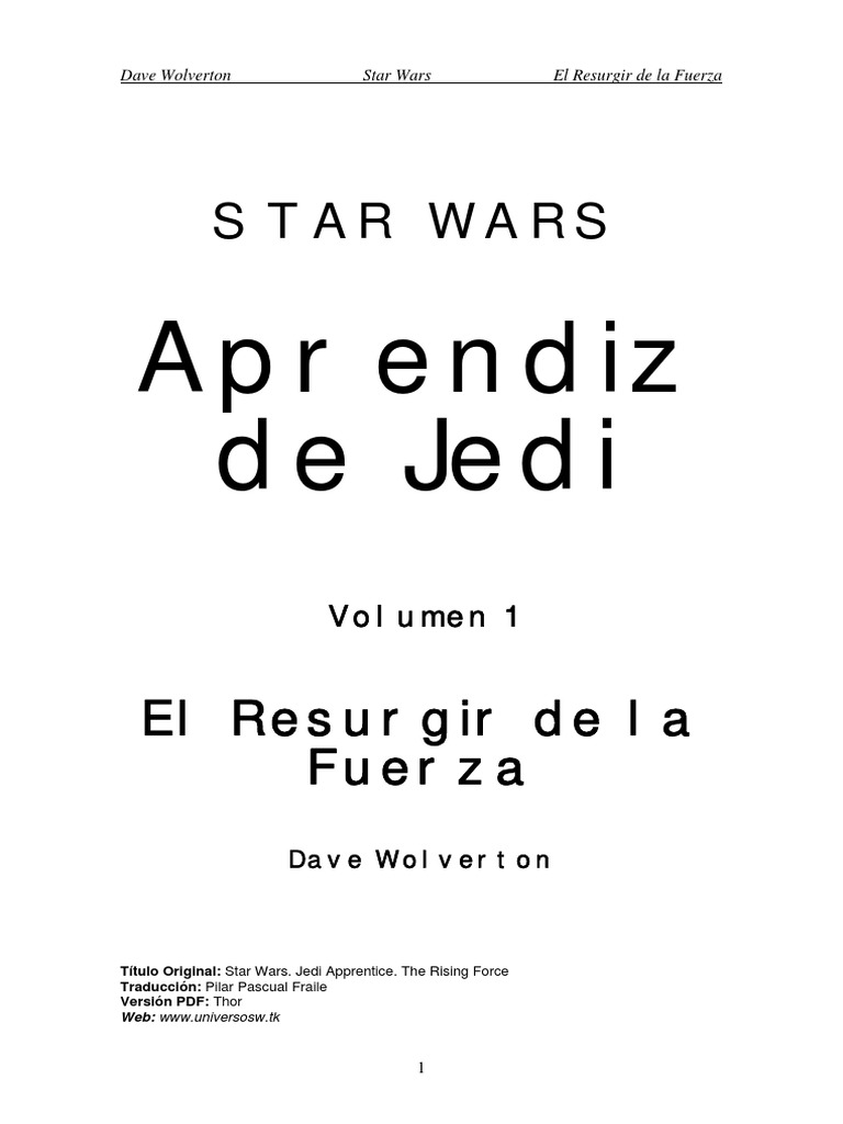 Star Wars Jedi Apprentice 01 - The Rising Force PDF | PDF | Obi Wan ...