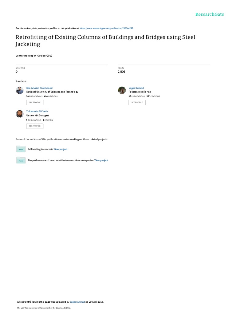 Retrofitting of Existing Columns of Buildings and Bridges Using Steel ...