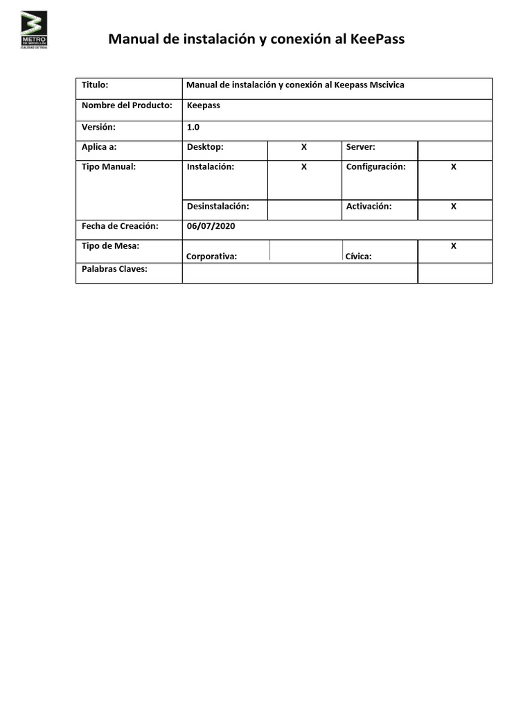 Manual de Instalación y Conexión Al KeePass MScivica PDF | PDF | Contraseña | Archivo de computadora